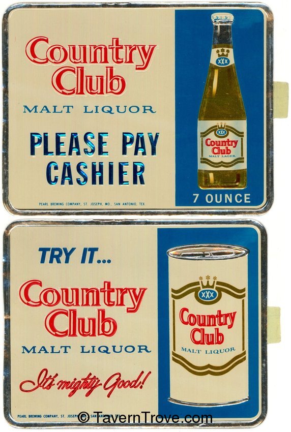 Item #95752 1972 2 Country Club Malt Liquor Foil Signs Mixed Media Sign