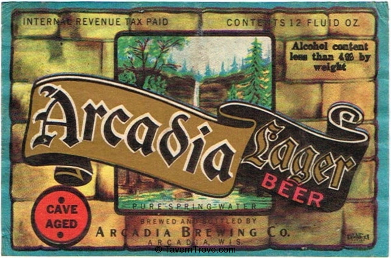 Item #78960 1937 Arcadia Lager Beer Label WI13-12