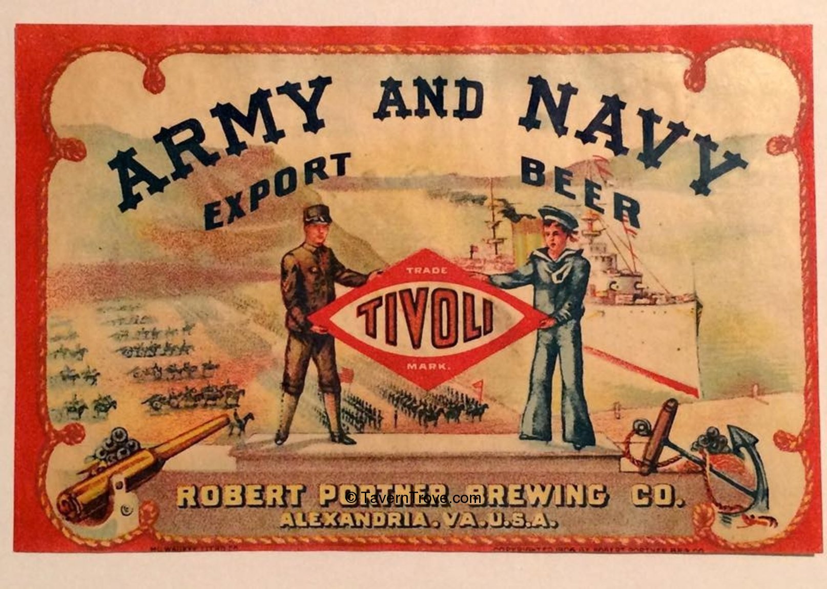 Item #56759 1899 Army And Navy Export Beer Label VA