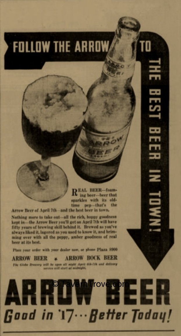 Item #38234 1933 Arrow Beer Paper Ad