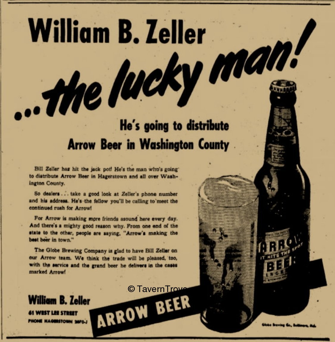 Item #39499 1948 Arrow Beer Paper Ad