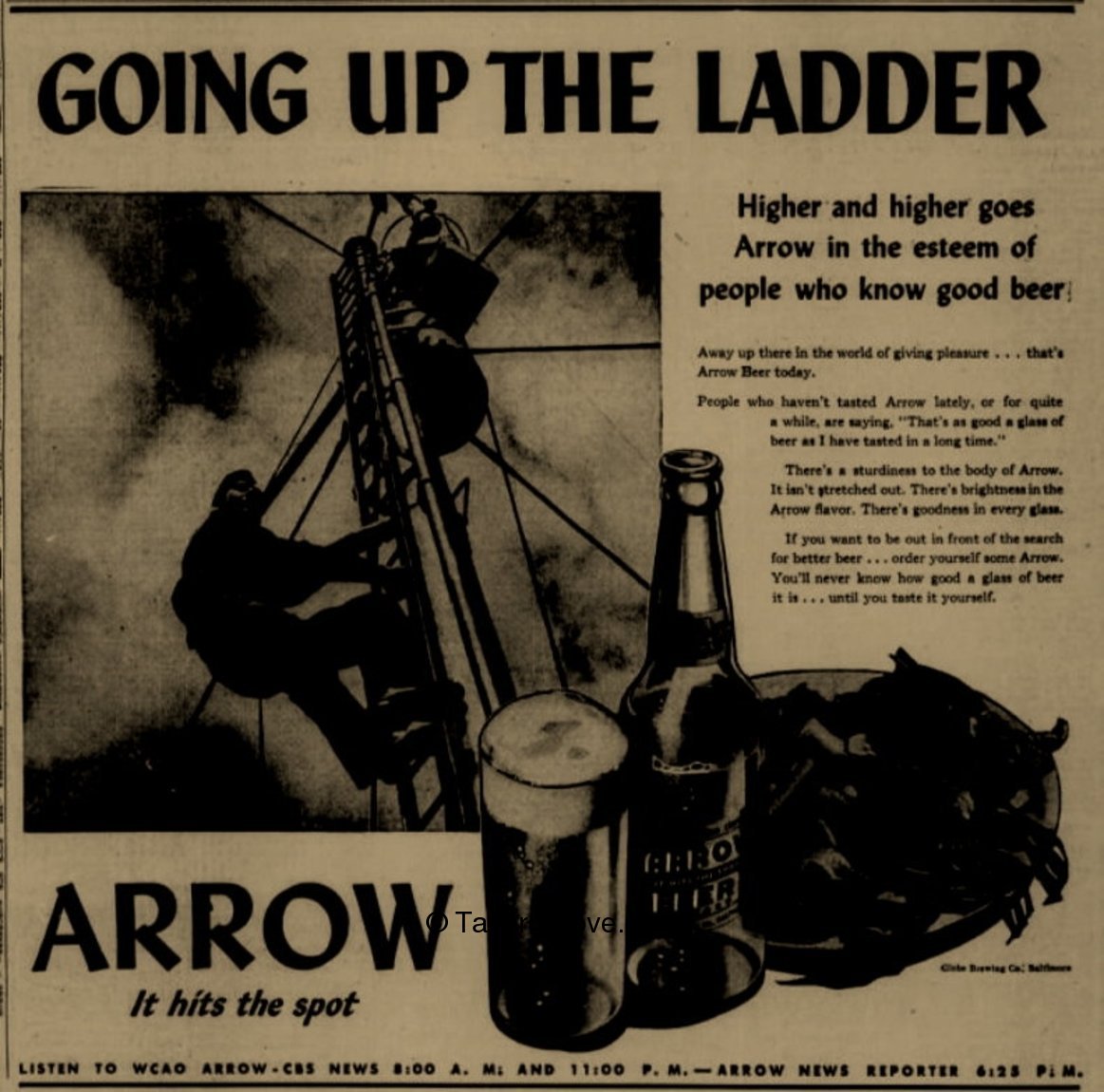 Item #39504 1945 Arrow Beer Paper Ad