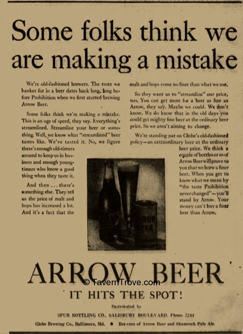 Item #39511 1942 Arrow Beer Paper Ad