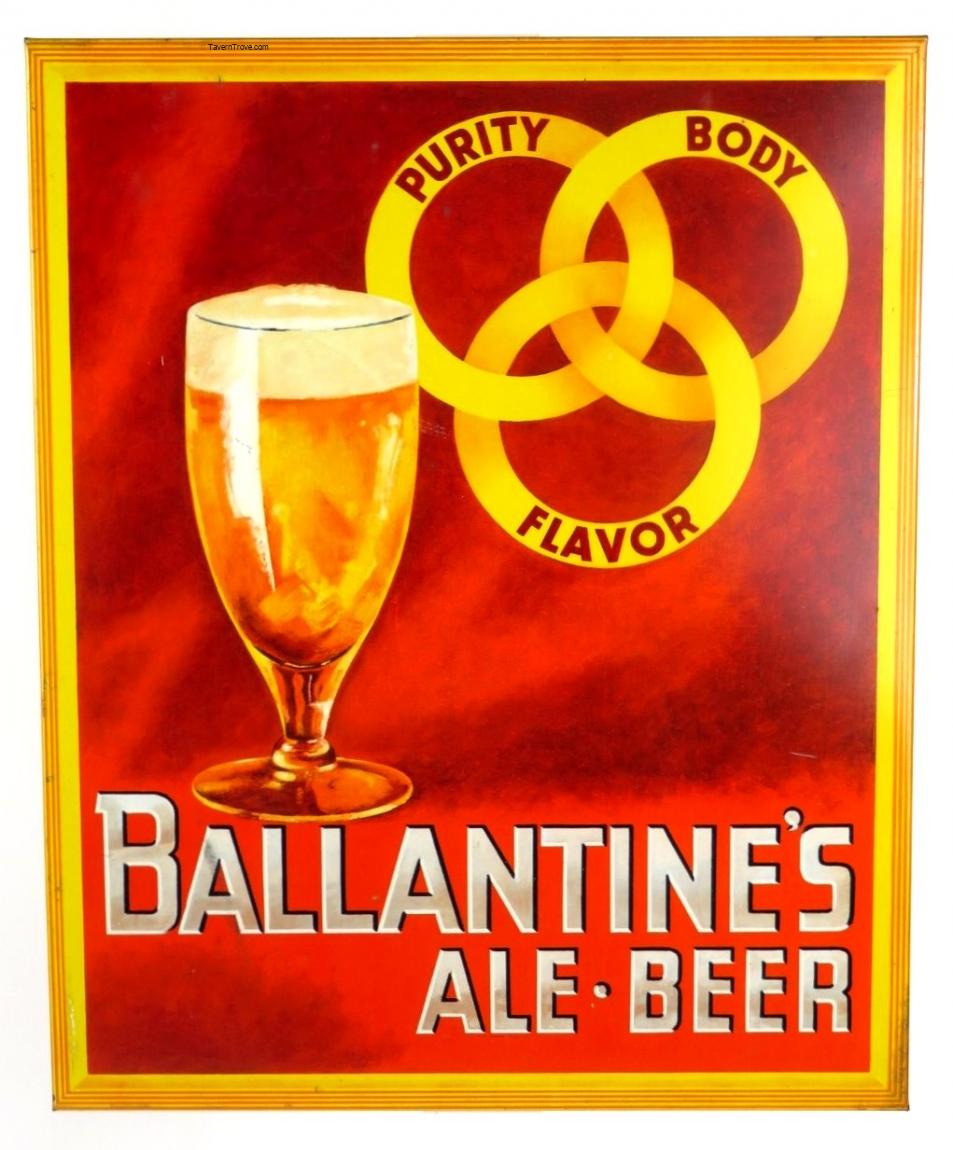 Item #96249 1945 Ballantine's Ale-Beer TOC Tin Over Cardboard Sign
