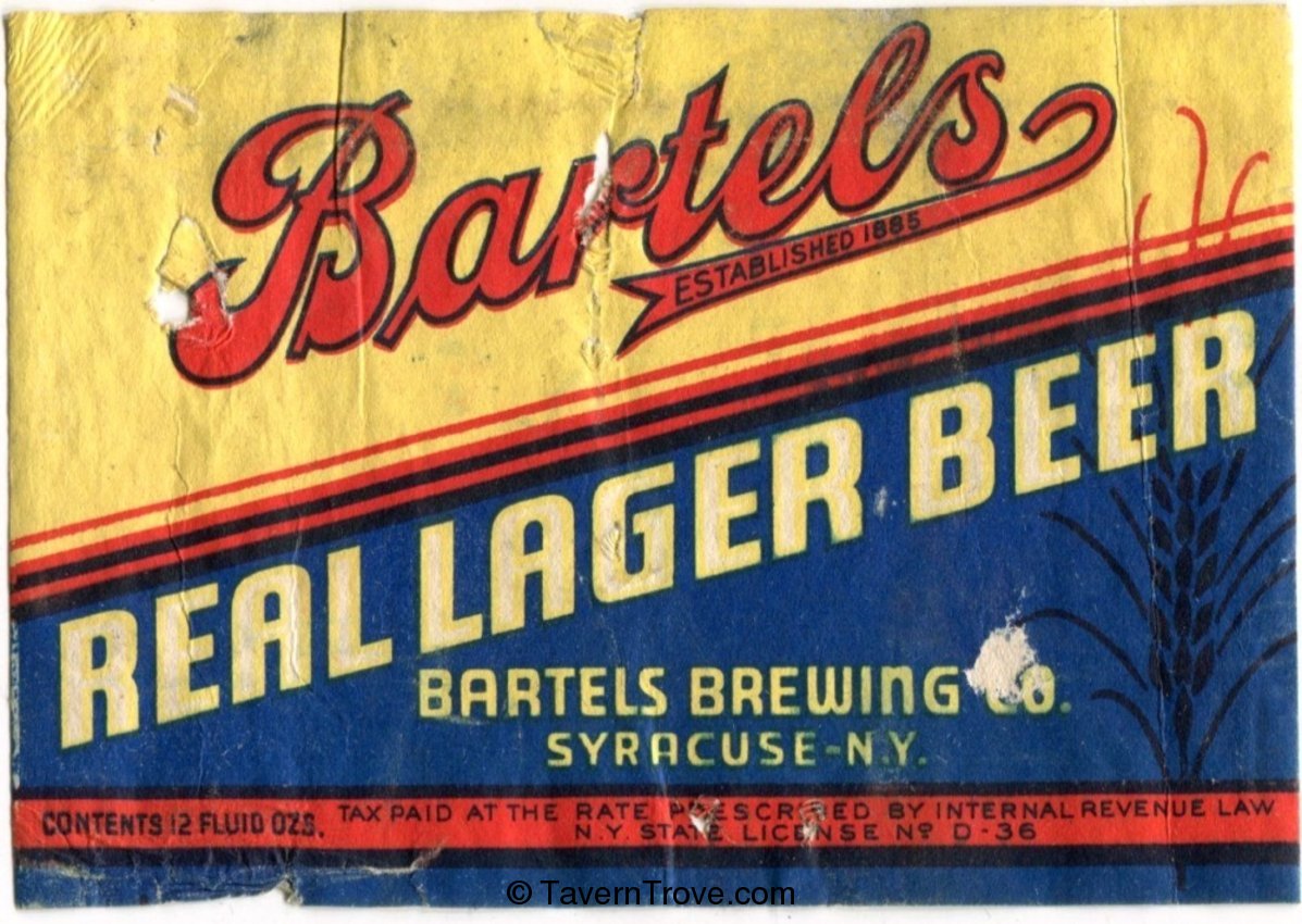 Item #31026 1936 Bartels Real Lager Beer Label NY