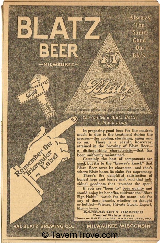Item #79713 1908 Blatz Beer Paper Ad