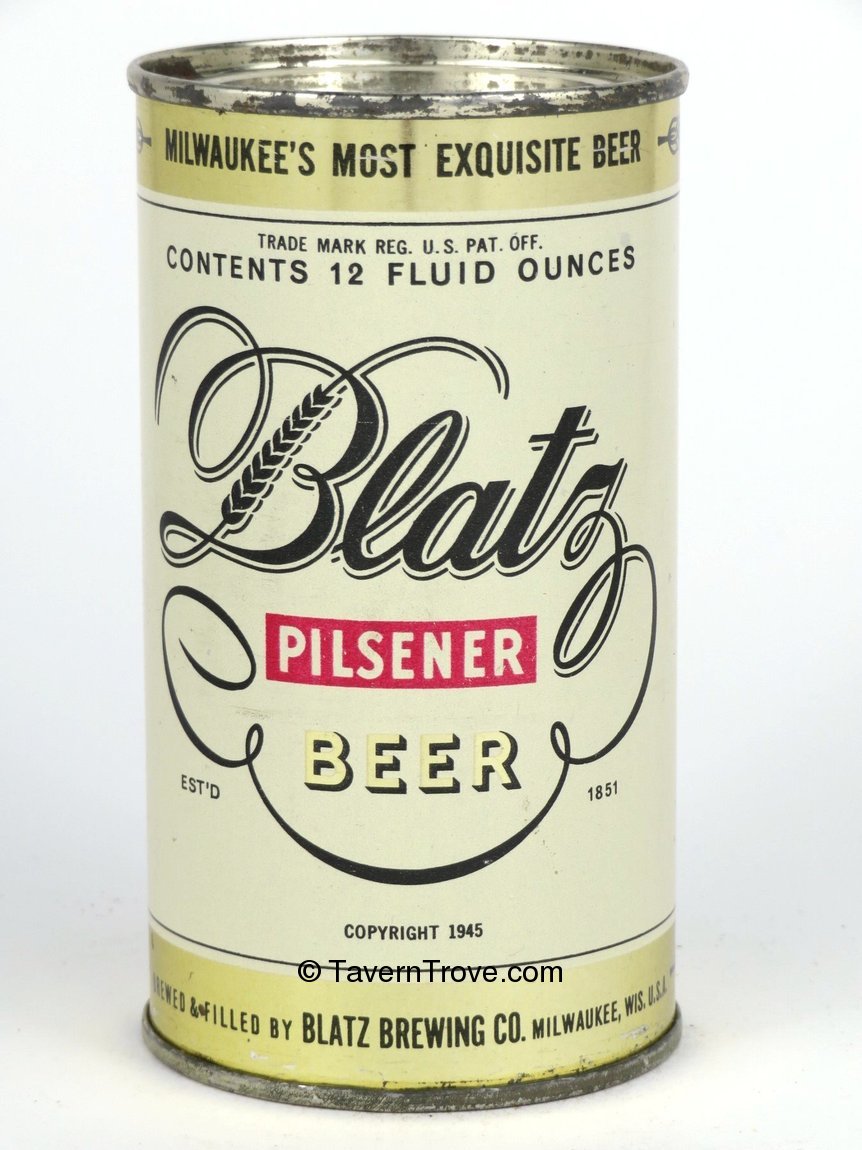 Item #26439 1950 Blatz Pilsner Beer Flat Top Can 39-08