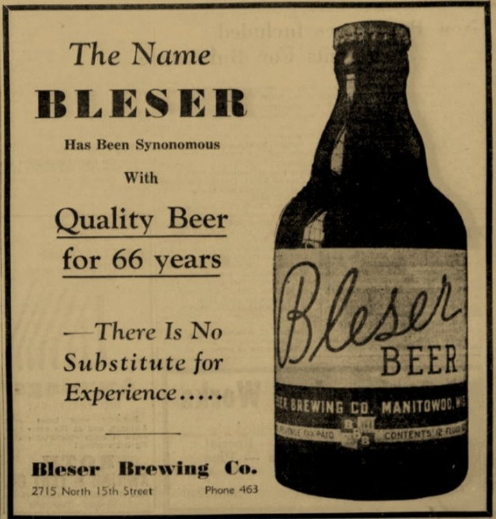 Bleser Brewing Company of Manitowoc, Wisconsin, USA - Tavern Trove
