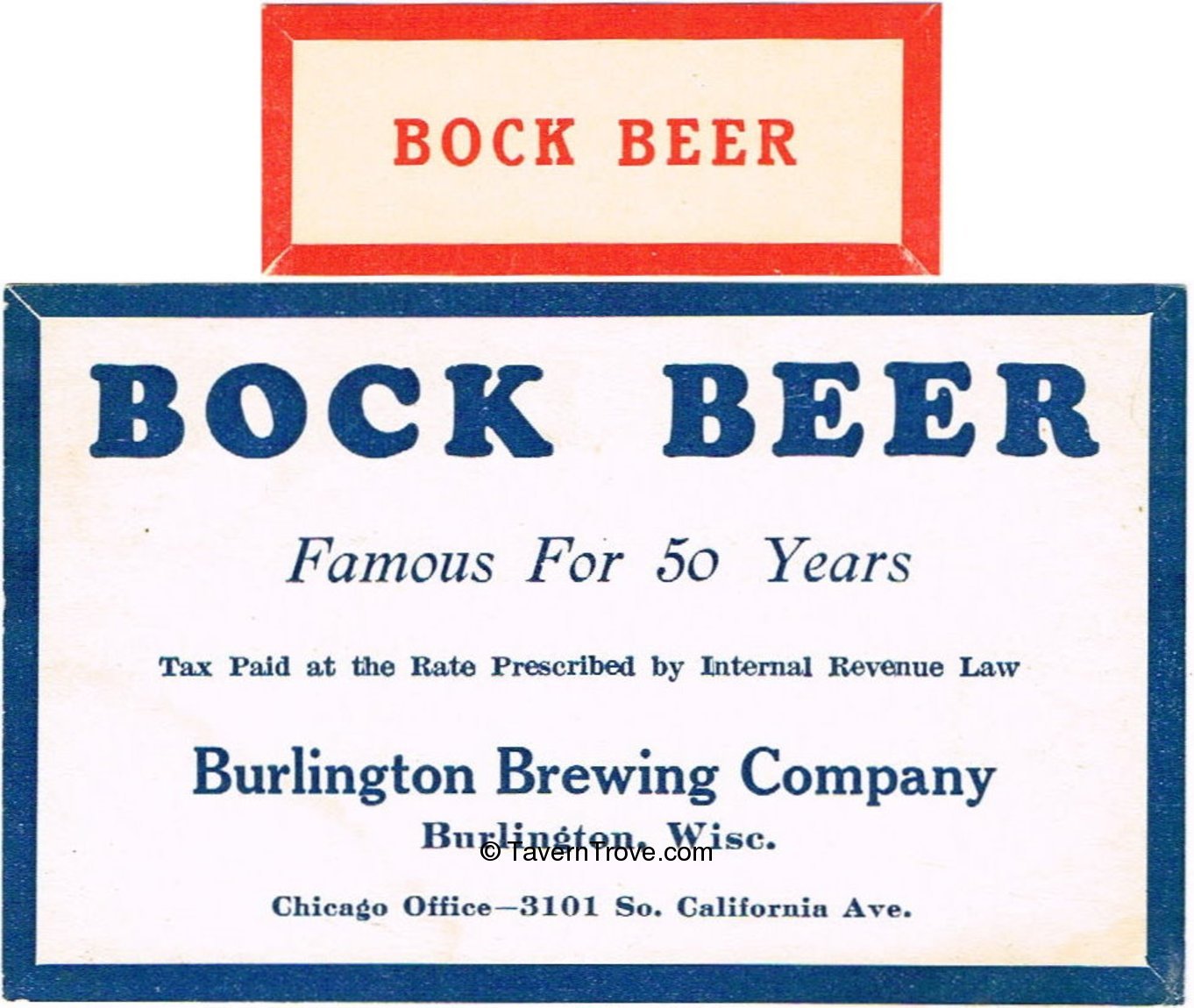 Item #37212 1937 Bock Beer Label WI47-X Unpictured
