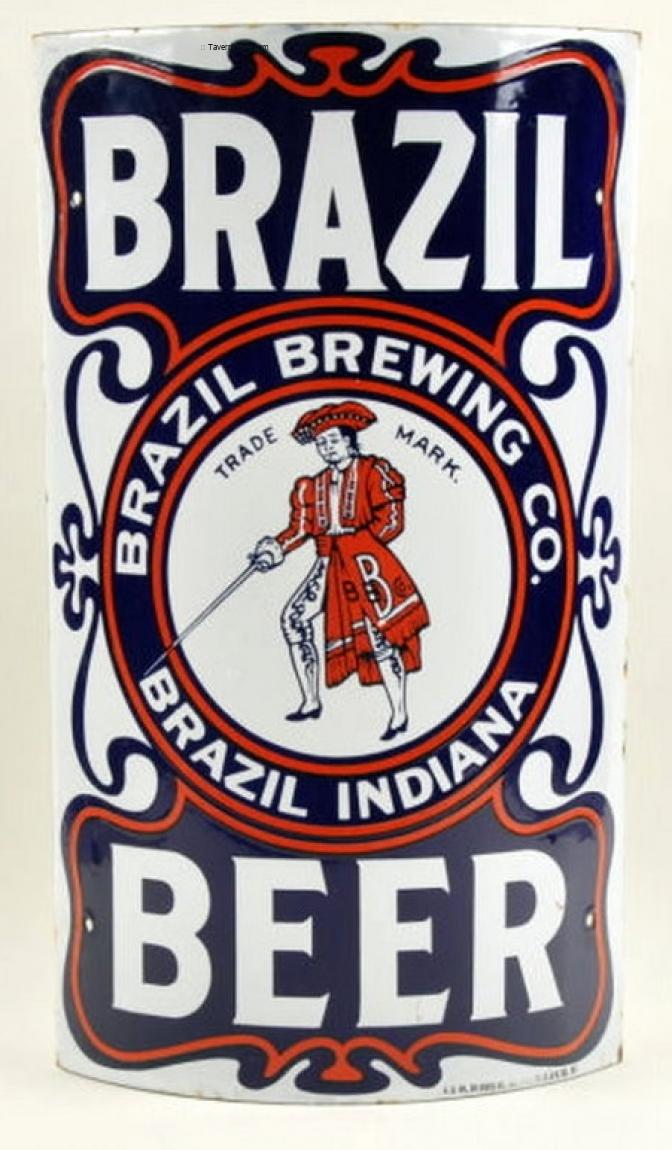Item #85655 1901 Brazil Beer porcelain corner sign Corner Sign
