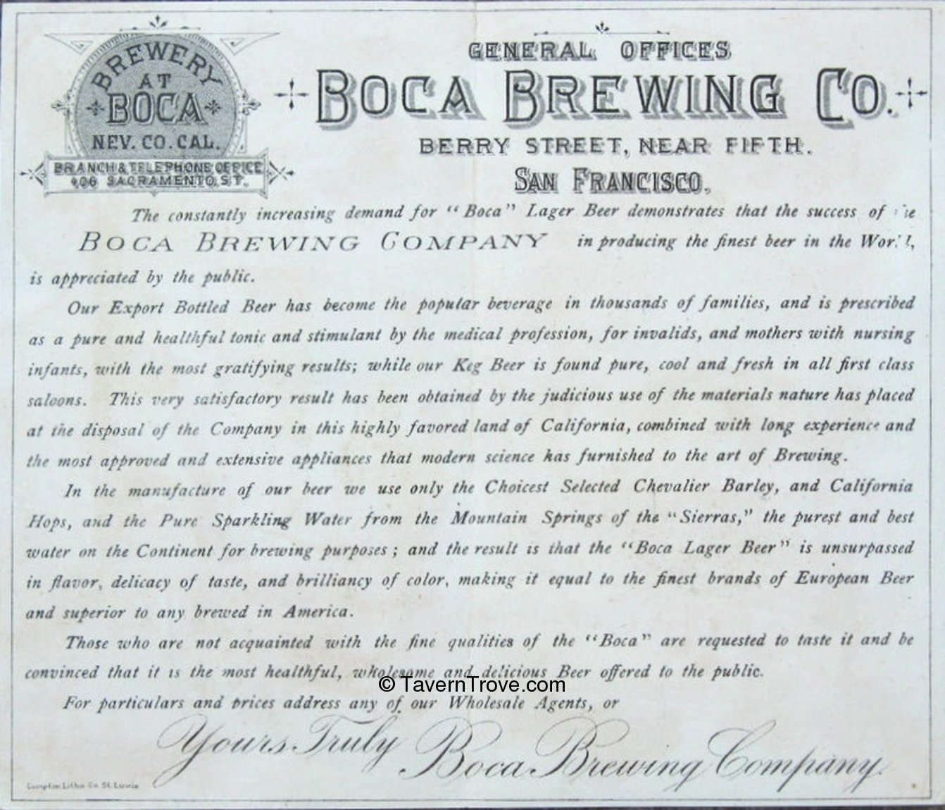 Item #77127 1900 Brewery at Boca Paper Ad