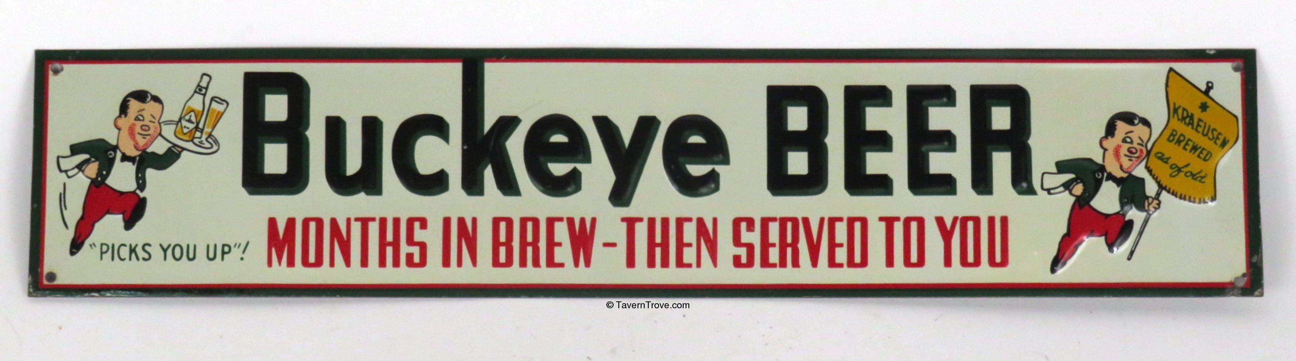 Item #87869 1935 Buckeye Beer Tin Shelf Sign Metal Sign
