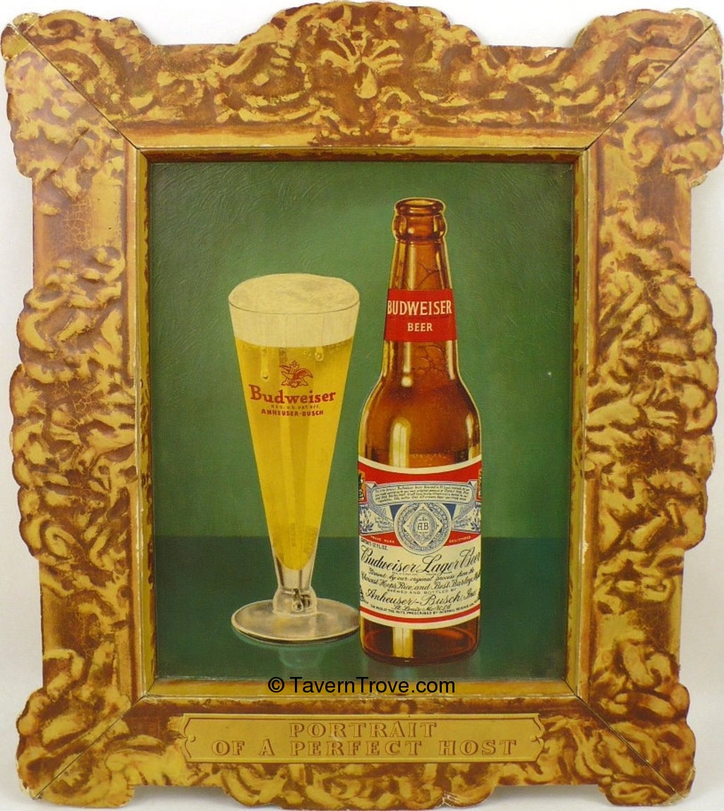 Item #87518 1942 Budweiser Beer self-framed cardboard Sign