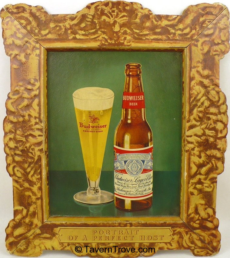 Item #87518 1942 Budweiser Beer self-framed cardboard Sign