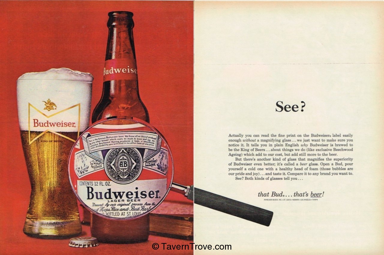Item #79342 1964 Budweiser Lager Beer Paper Ad