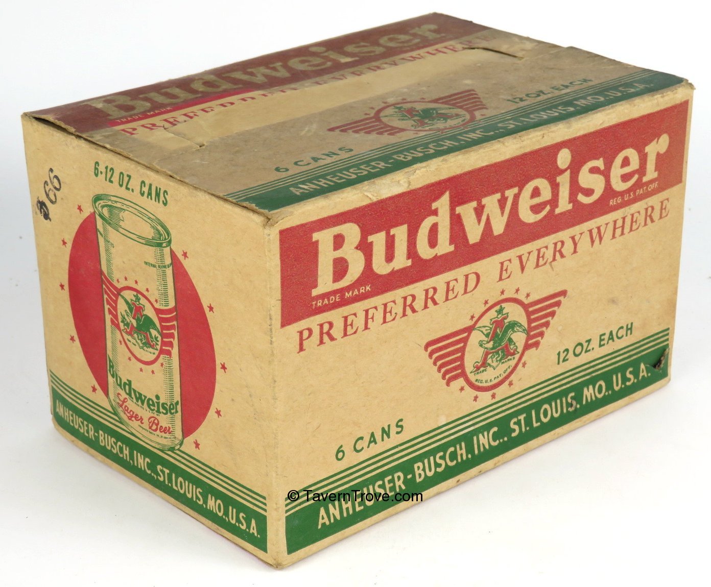 Item #94183 1946 Budweiser Beer OI can six pack box Six-pack Holder No Ref.