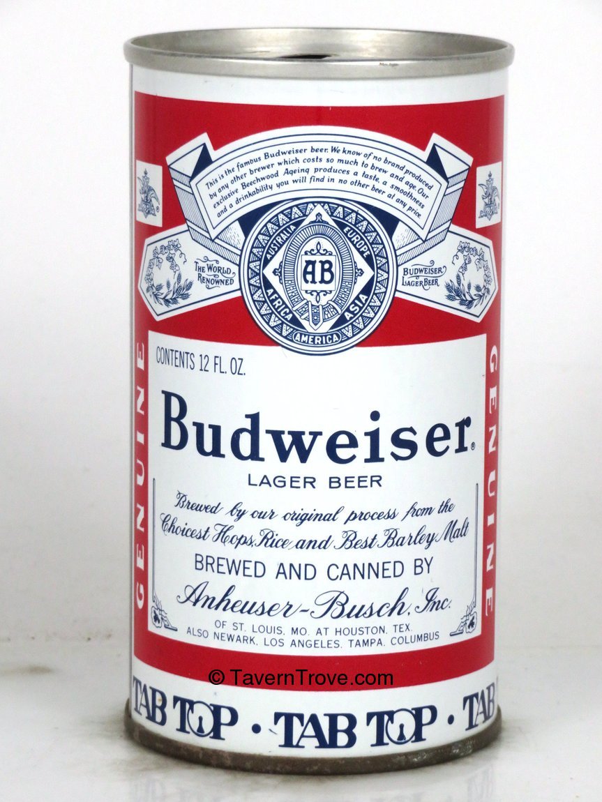 Item #72208 1966 Budweiser Lager Beer Tab Top Can T49-28.2
