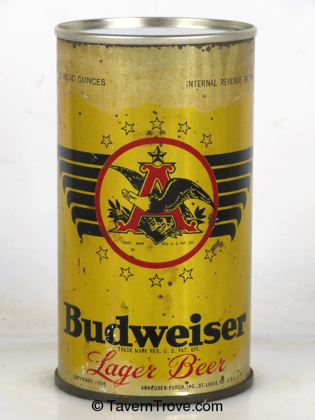 Item #75708 1945 Budweiser Lager Beer "Open Star" Flat Top Can OI-146