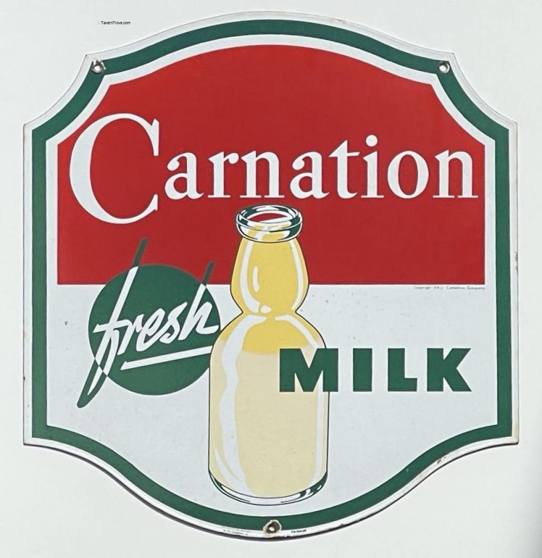 Item #102057 1940 Carnation Fresh Milk (Creamer Bottle) Porcelain ...