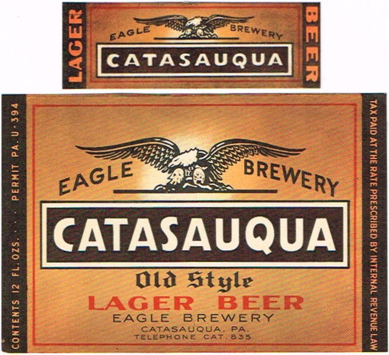 Item #2919 1934 Catasauqua Old Style Lager Beer Label PA22-02