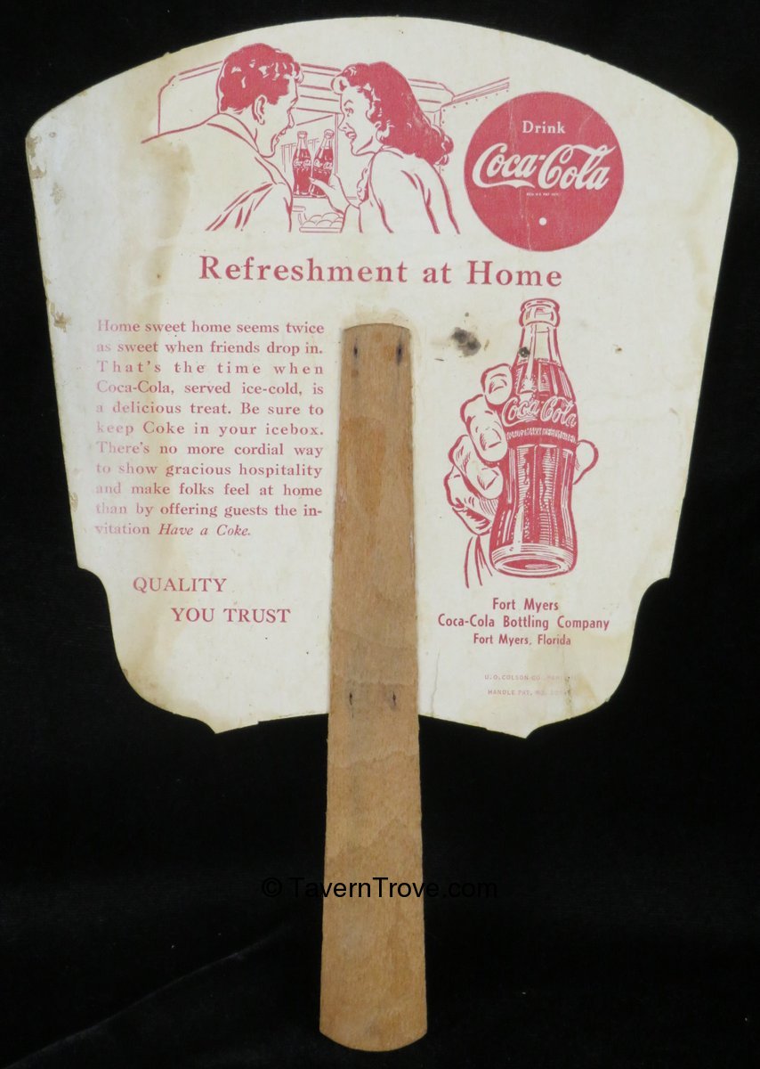 Item #27952 1950 Coca-Cola Cardboard Fan Fort Myers, Florida Fan