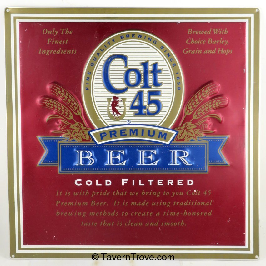 Item #98218 1990 Colt 45 Premium Beer Tin Tacker Metal Sign