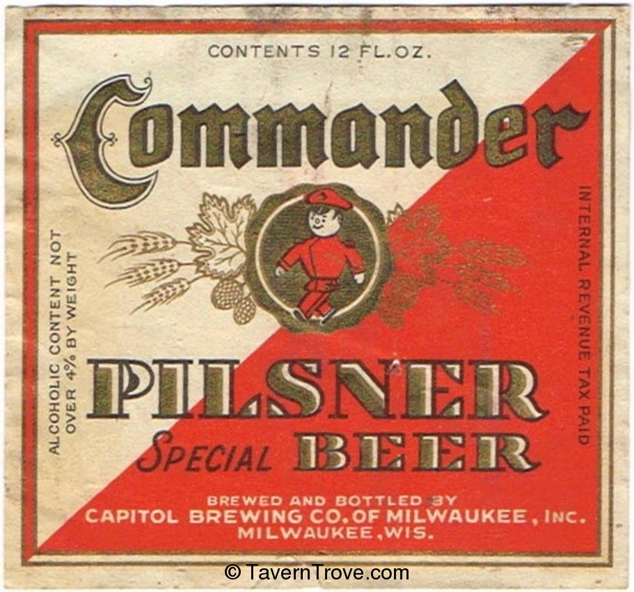 Item #84423 1943 Commander Pilsner Beer Label WI290-18