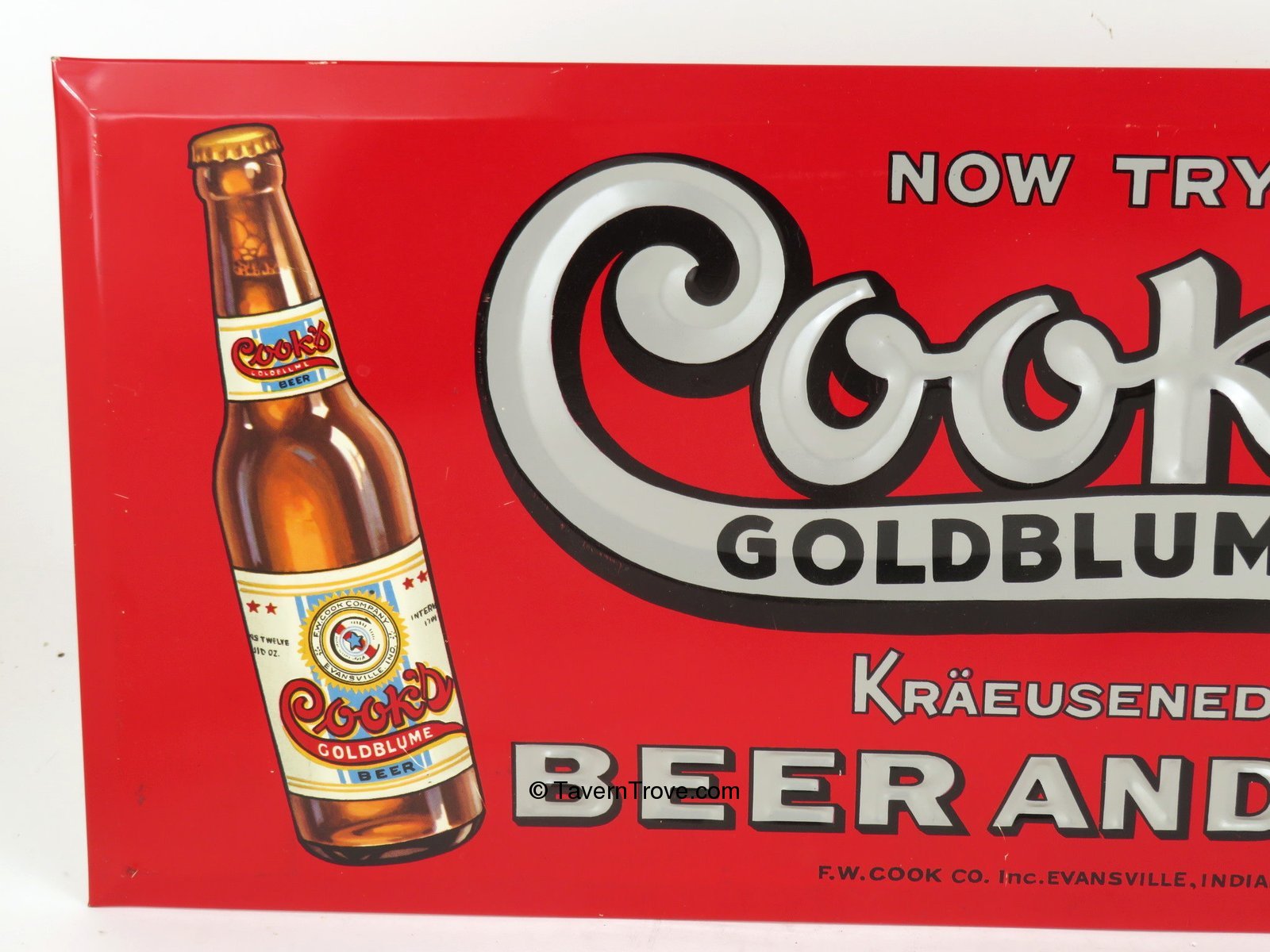 Item #95652 1939 Cook's Goldblume Beer and Ale tin TOC Tin Over ...