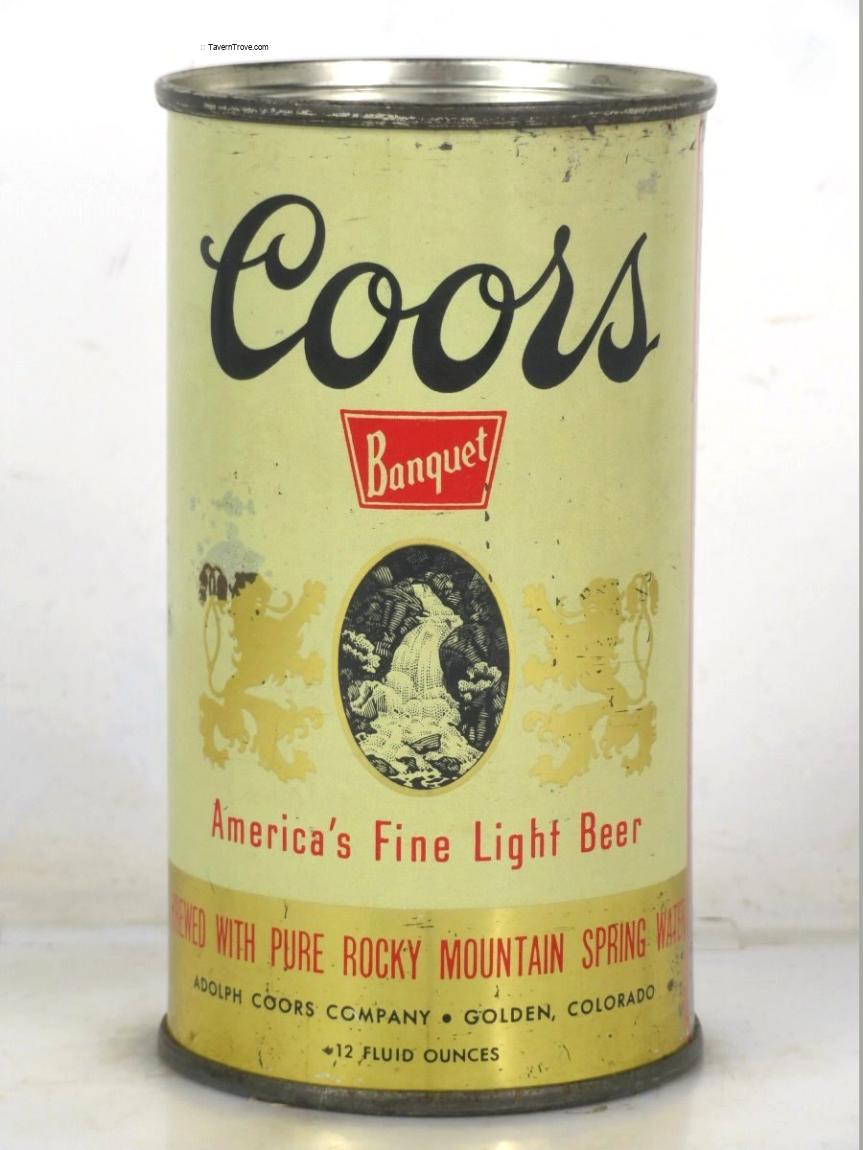 Item #27656 1958 Coors Banquet Beer (red writing) Flat Top Can 51-23