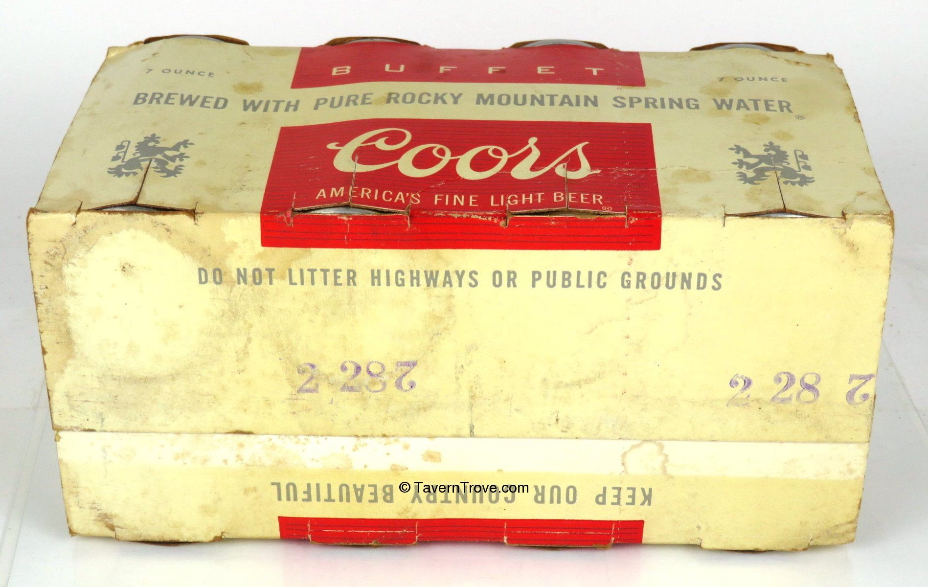 Item #94939 1962 Coors Buffet Beer (7oz cans) Six-pack Holder