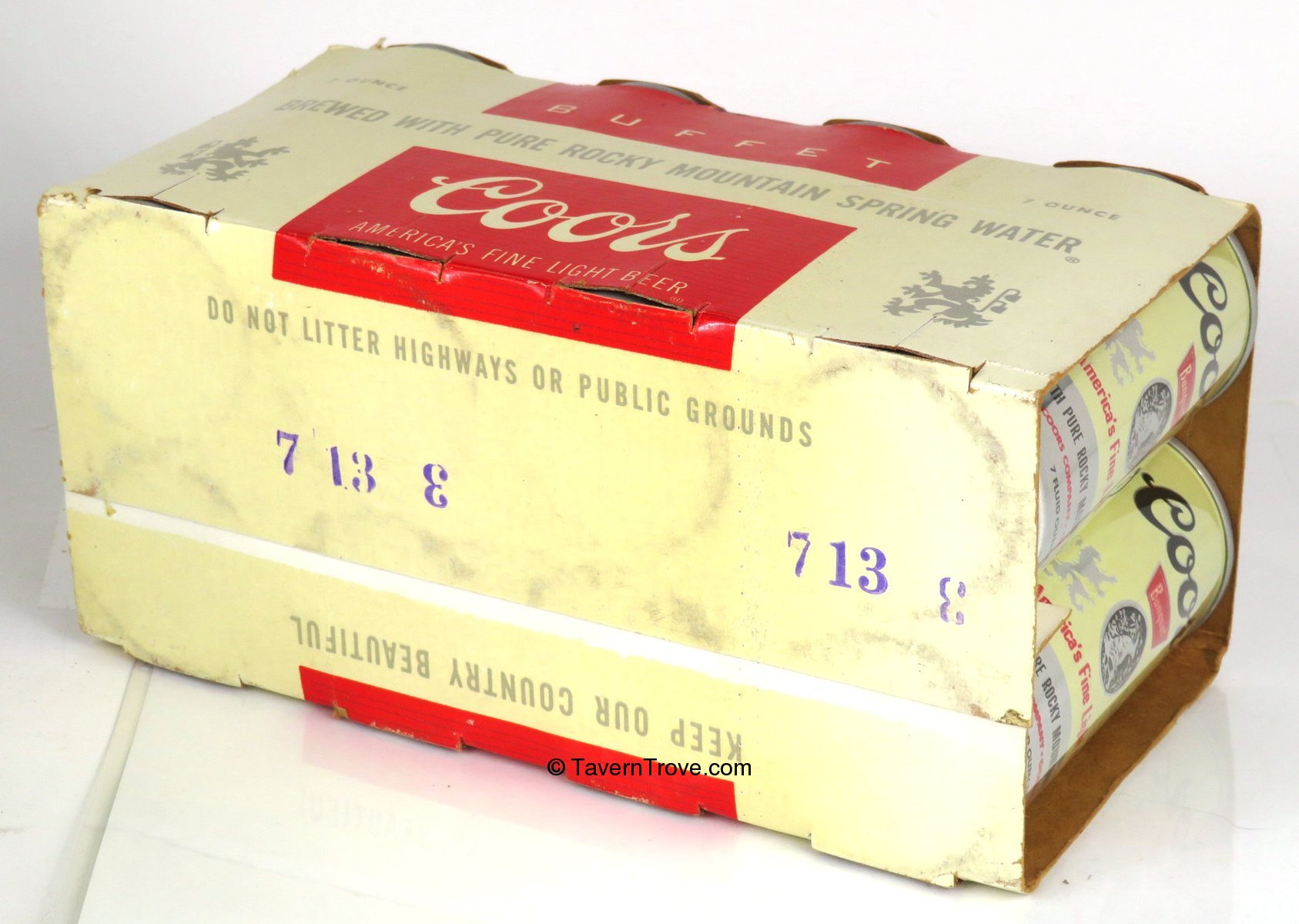 Item #94993 1968 Coors Buffet Beer (8 Pack FULL 7oz cans) Six-pack Holder