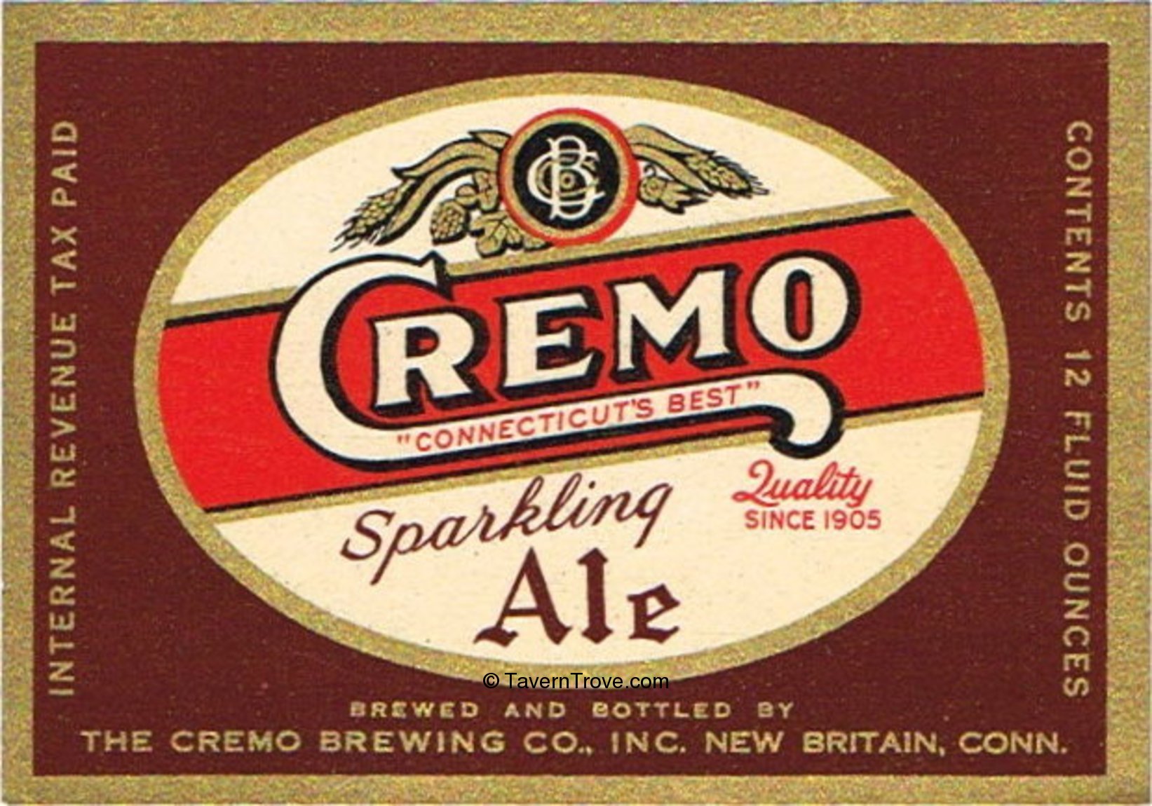 Item #100081 1942 Cremo Sparkling Ale Label ES9-24