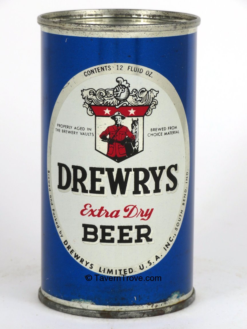 Item #774 1957 Drewrys Extra Dry Beer (blue sports) Flat Top Can 56-02 ...