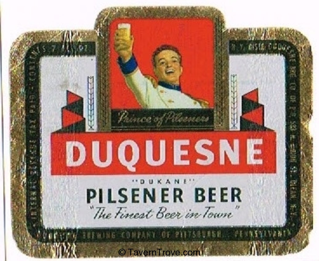 Item #65140 1949 Duquesne Pilsener Beer Label PA91-14