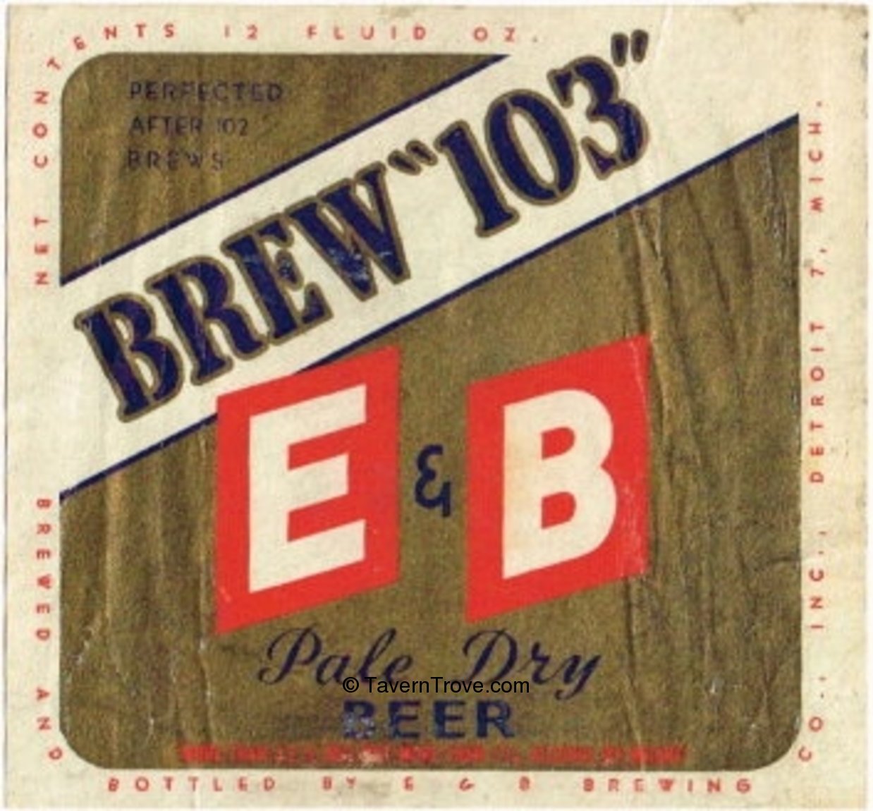 Item #72661 1955 E & B Brew "103" Beer Label