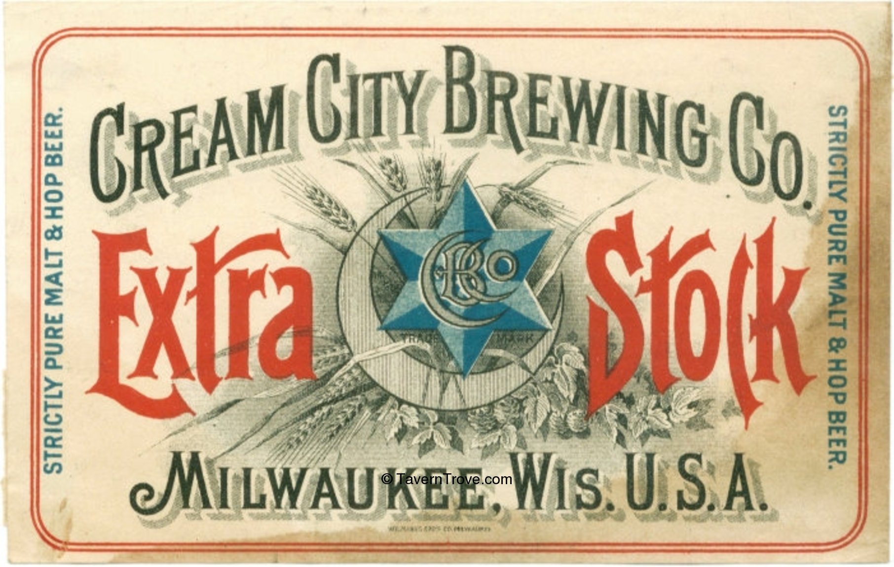 Item #87233 1900 Extra Stock Beer Label WI344-05