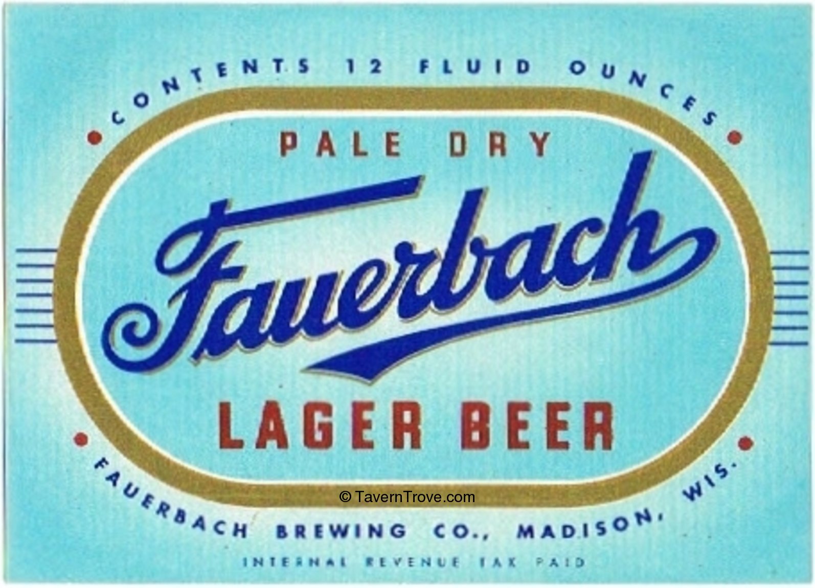 Item #3019 1943 Fauerbach Lager Beer Label WI241-24