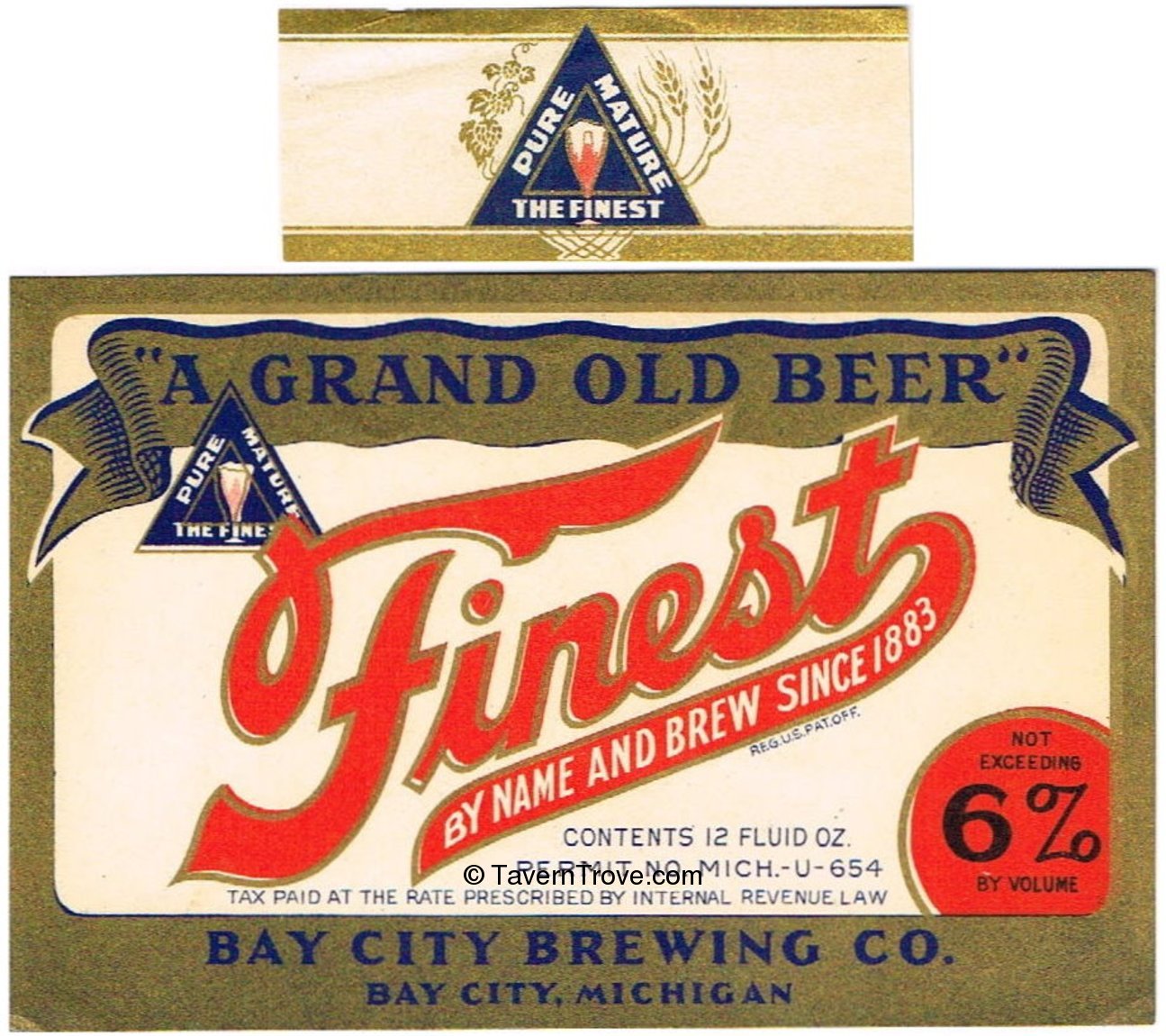 Item #21197 1934 Finest Beer Label CS37-24