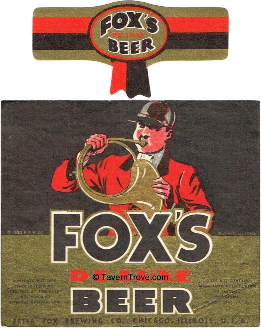 Item #36653 1933 Fox's De Luxe Beer Label IL22-13