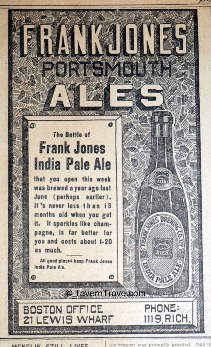Item #30996 1909 Frank Jones India Pale Ale Paper Ad