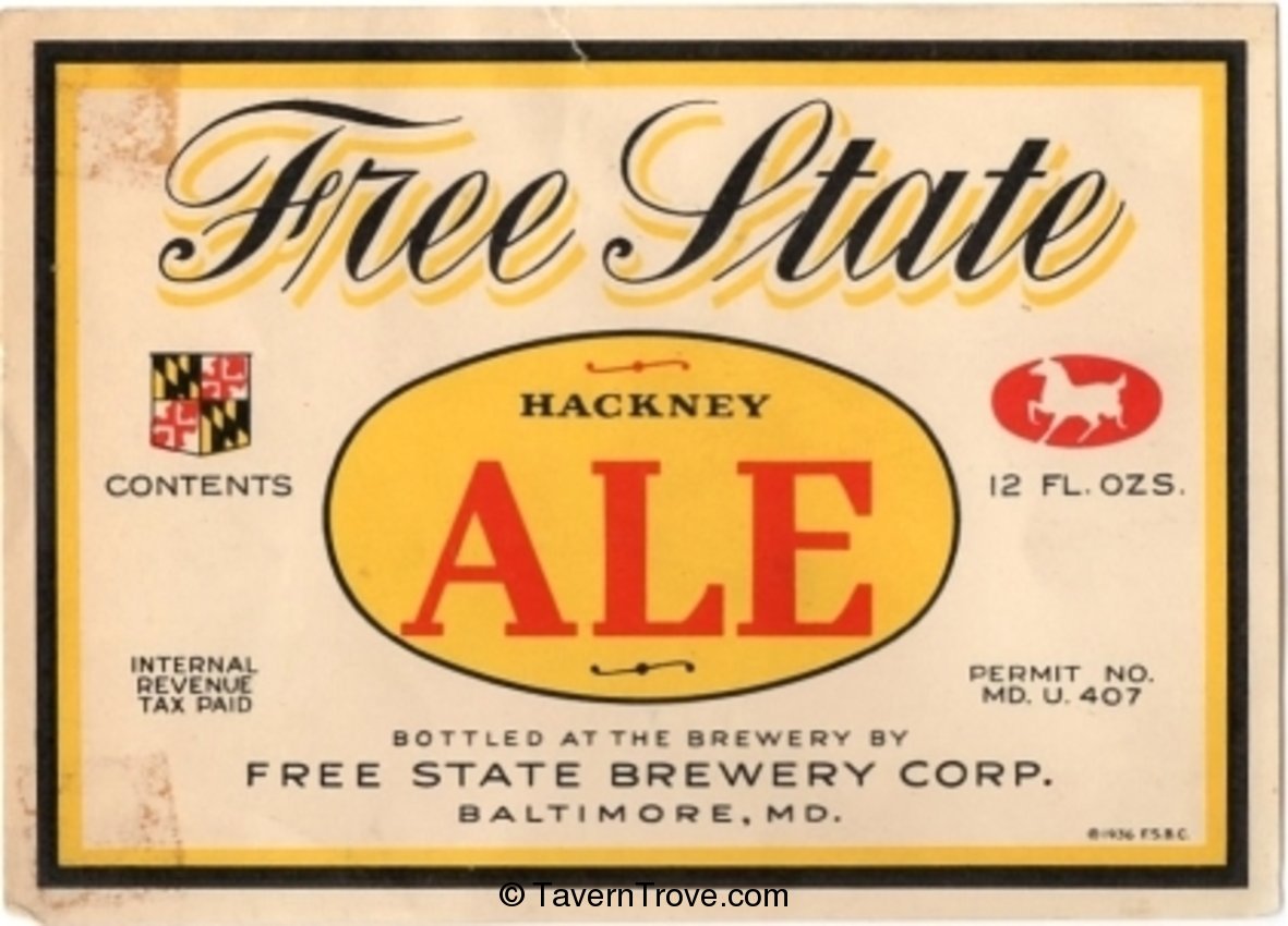 Item #72074 1934 Free State Hackney Ale Label ES75-18