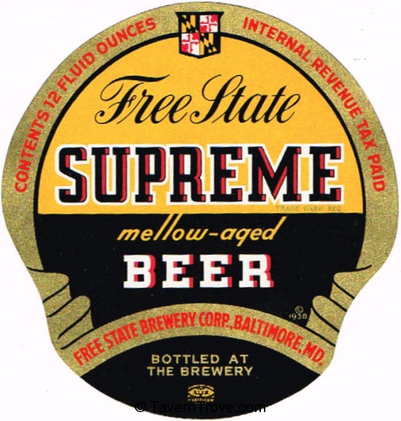 Item #100112 1939 Free State Supreme Beer Label ES76-01