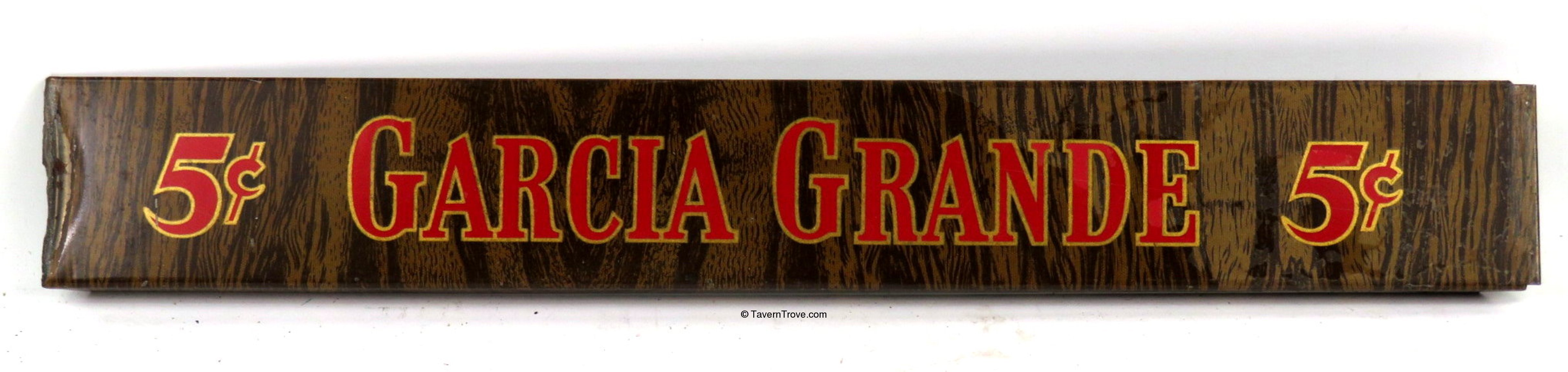 Item #95817 1940 Garcia Grande 5¢ Cigars Shelf Sign Metal Sign