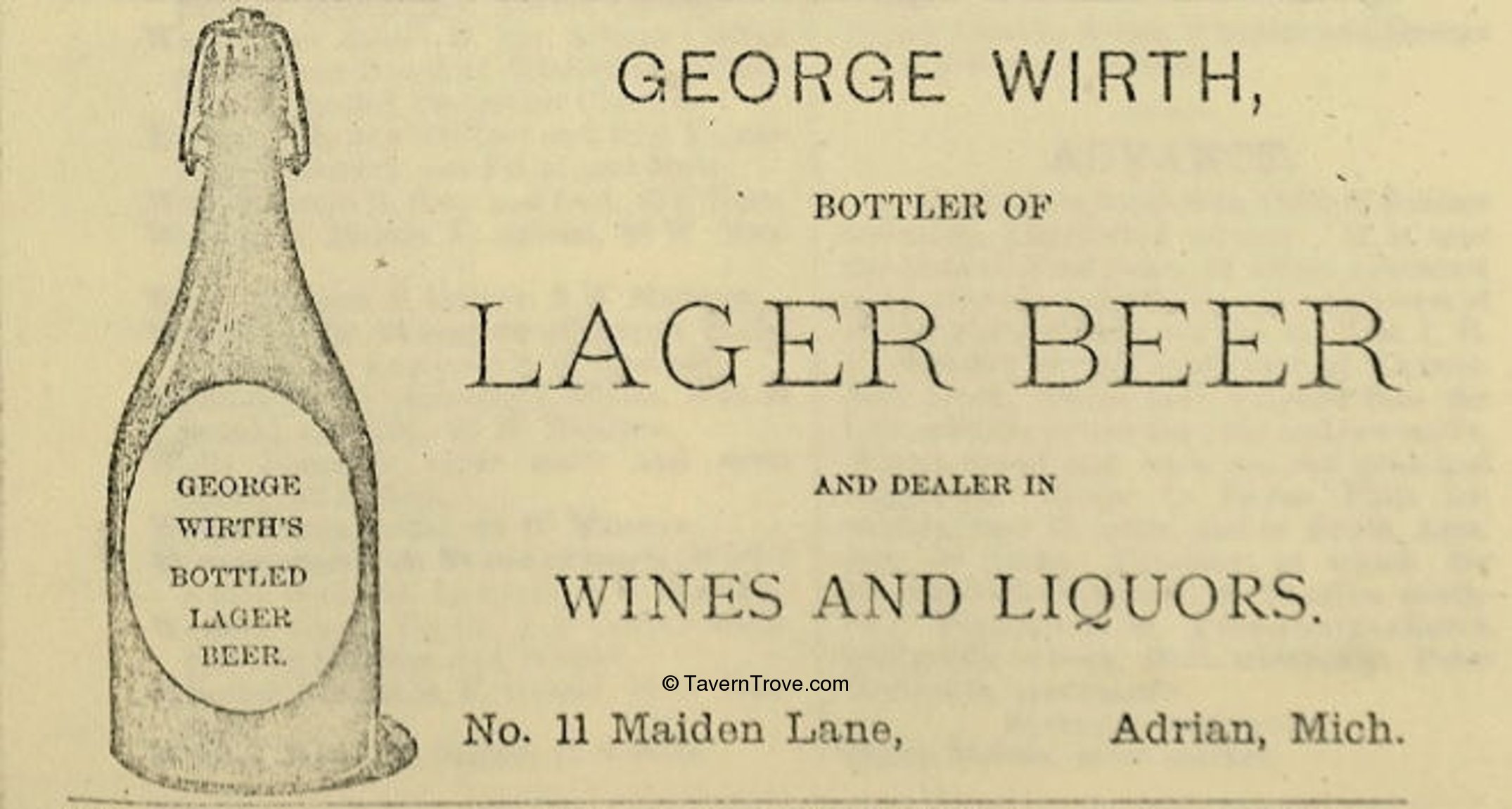 Item #41025 1881 George Wirth's Lager Beer Paper Ad