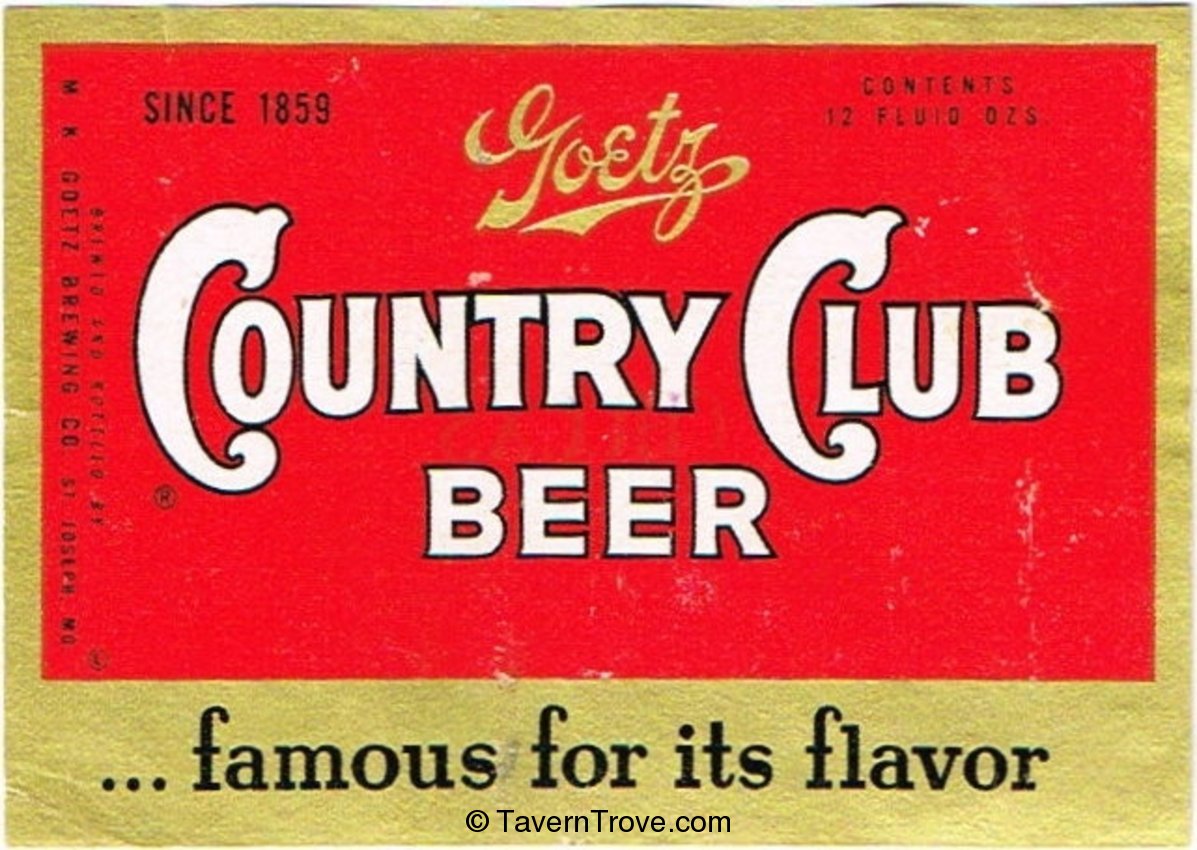 Item #84775 1950 Goetz Country Club Beer Label