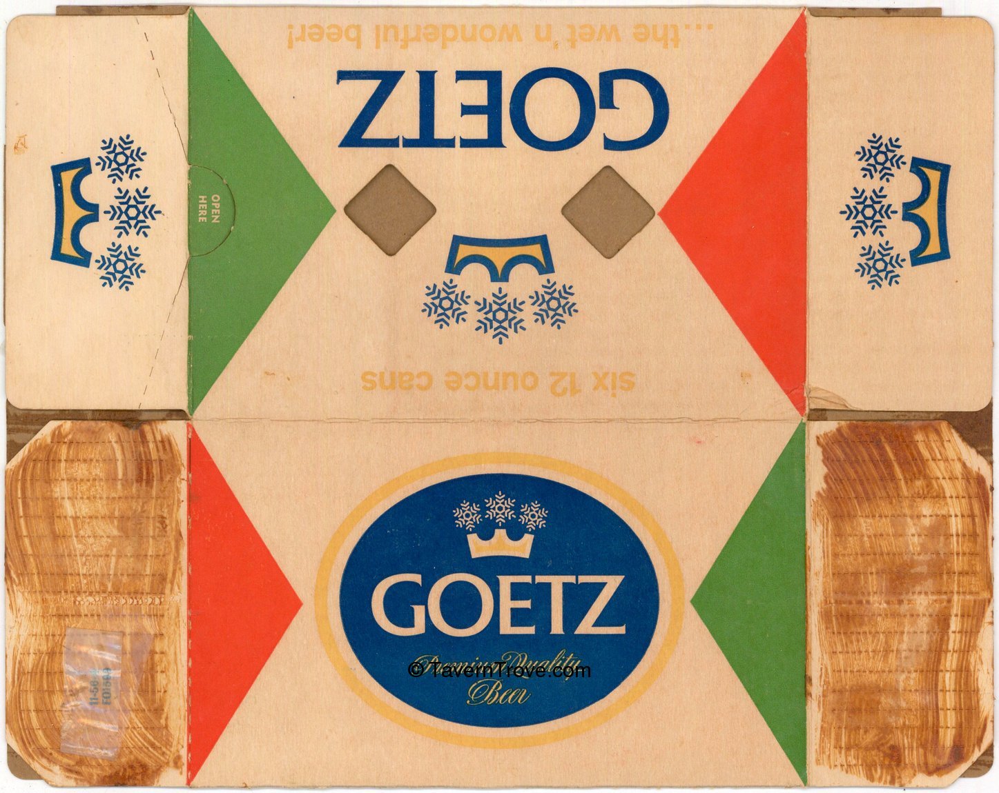 Item #13208 1958 Goetz Beer (12oz cans) Six-pack Holder