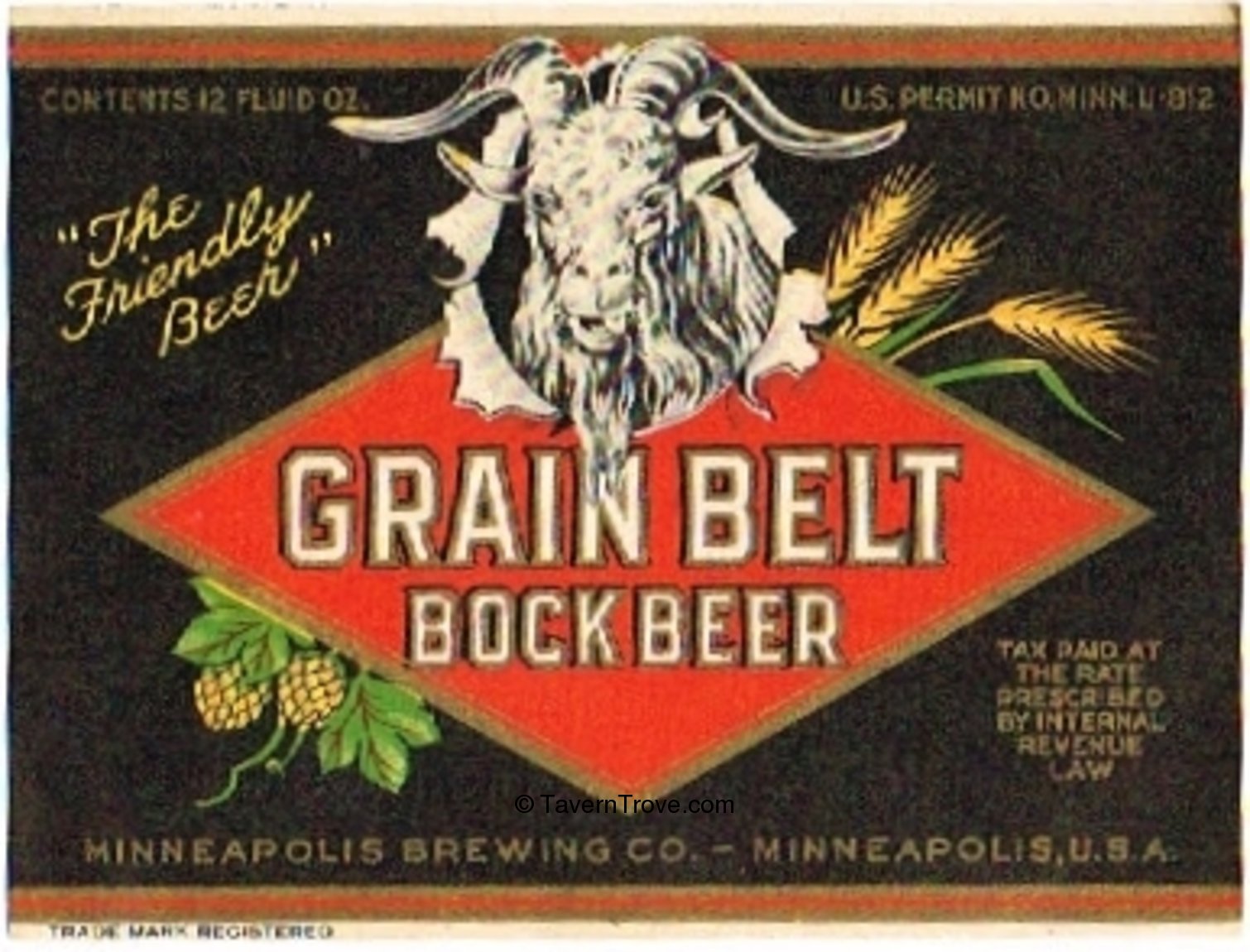 Item #60424 1939 Grain Belt Bock Beer Label CS92-04