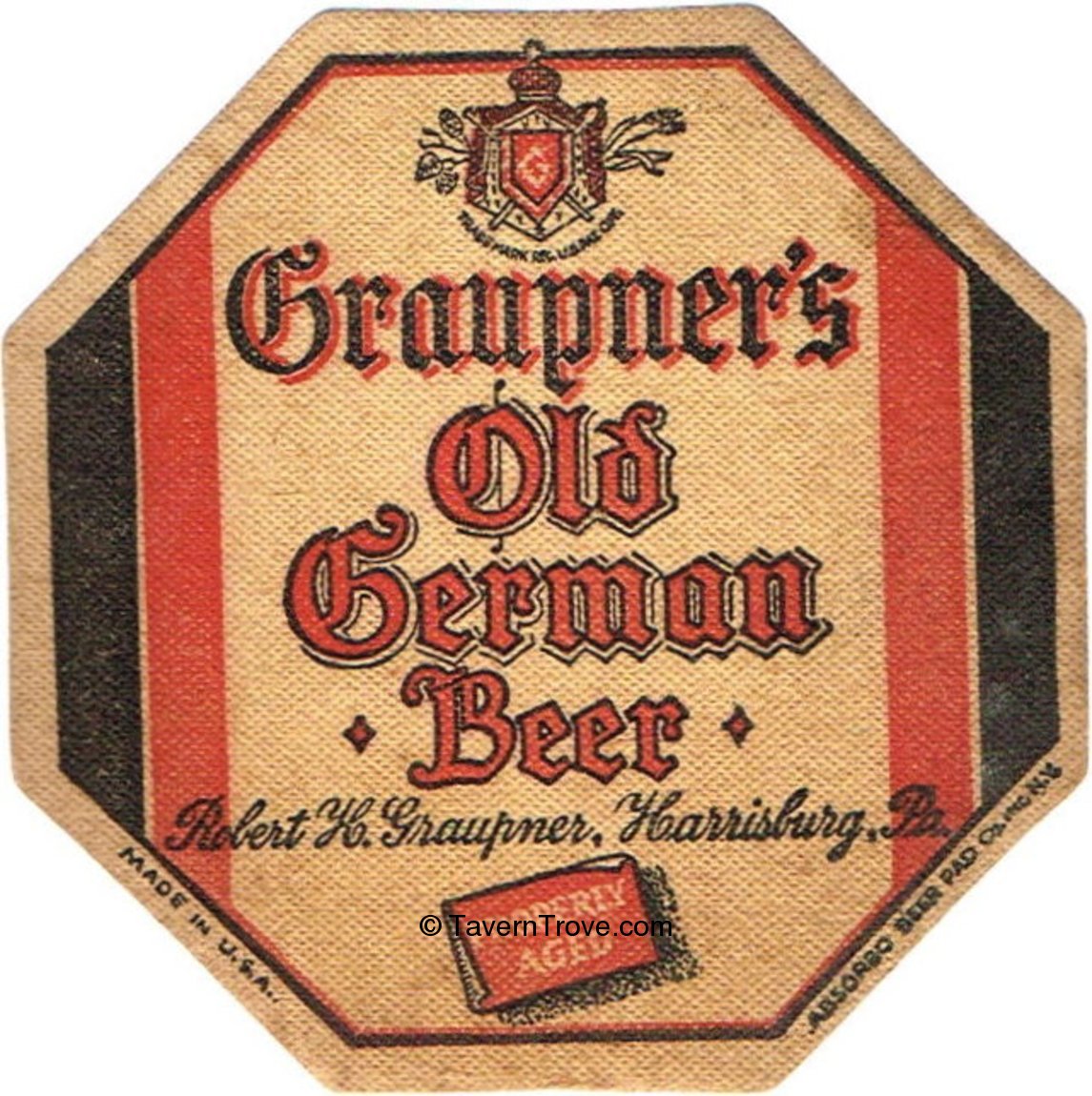 Item #6730 1936 Graupner's Old German Beer Octagon Coaster PA-GRAU-2A