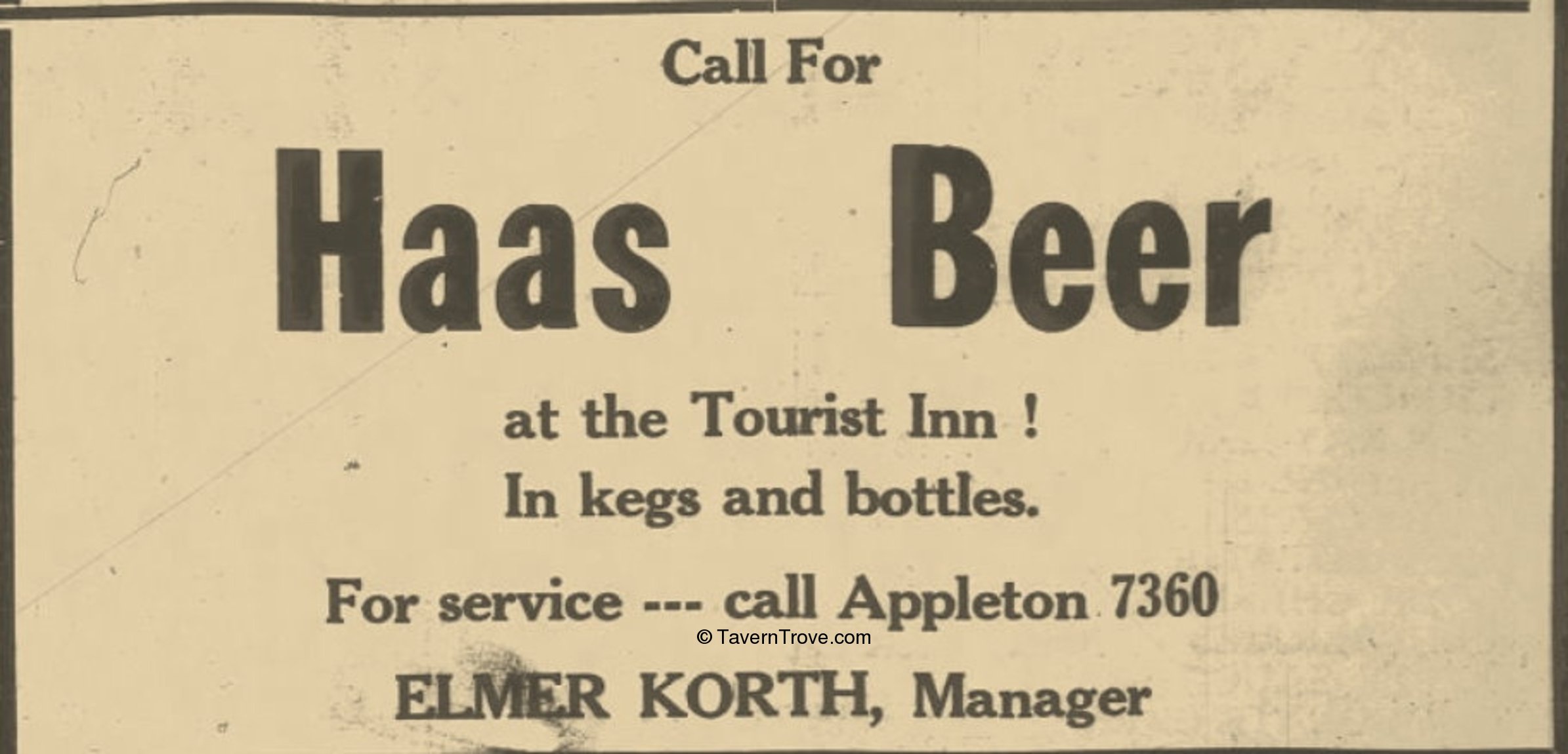 Item #46255 1940 Haas Beer Paper Ad