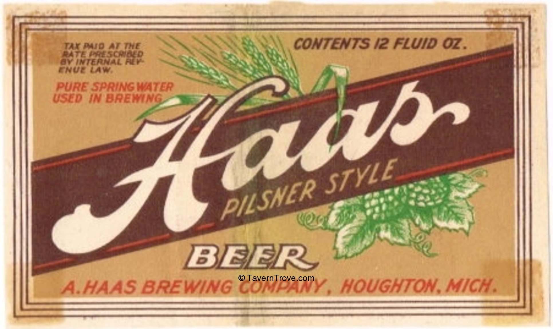 Item #72489 1937 Haas Pilsener Style Beer Label CS62-17
